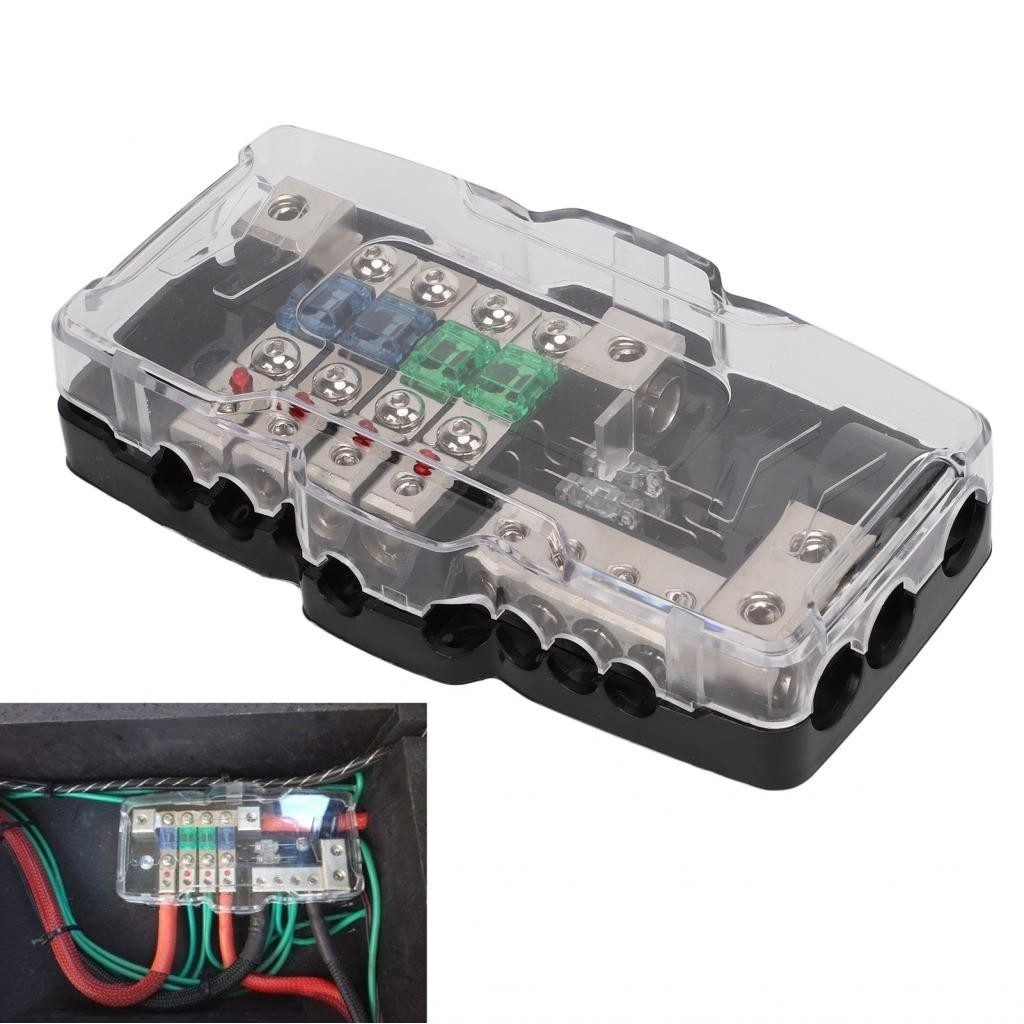 Houglamn Car Audio Fuse Block 4 Way Anti Aging Box with LED Indicator ...