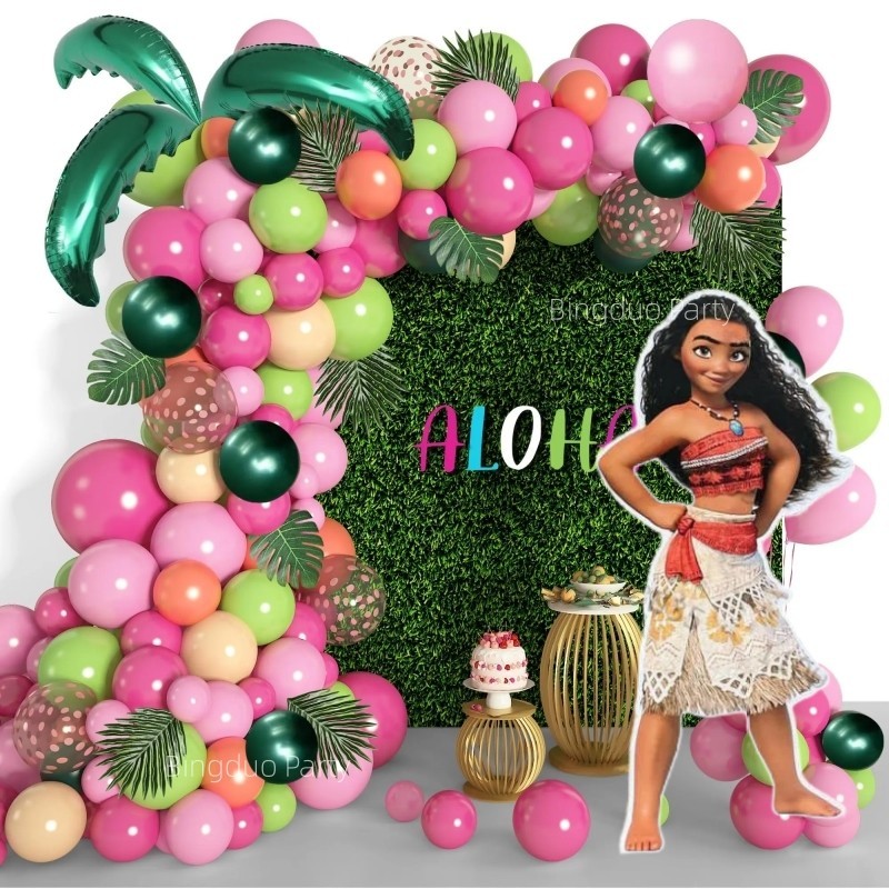 Moana Theme Balloon Garalnd Arch Kit Pink Number Balloon Birthday Party ...