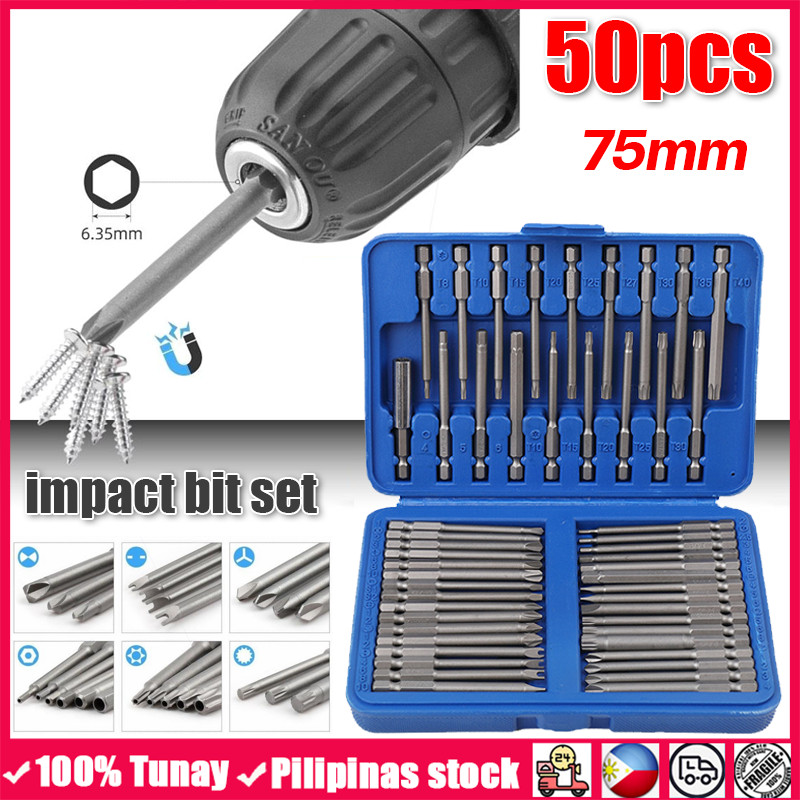50pcs 75mm Extra Long Reach Bit Set Security Screwdriver Bits Torx Star ...