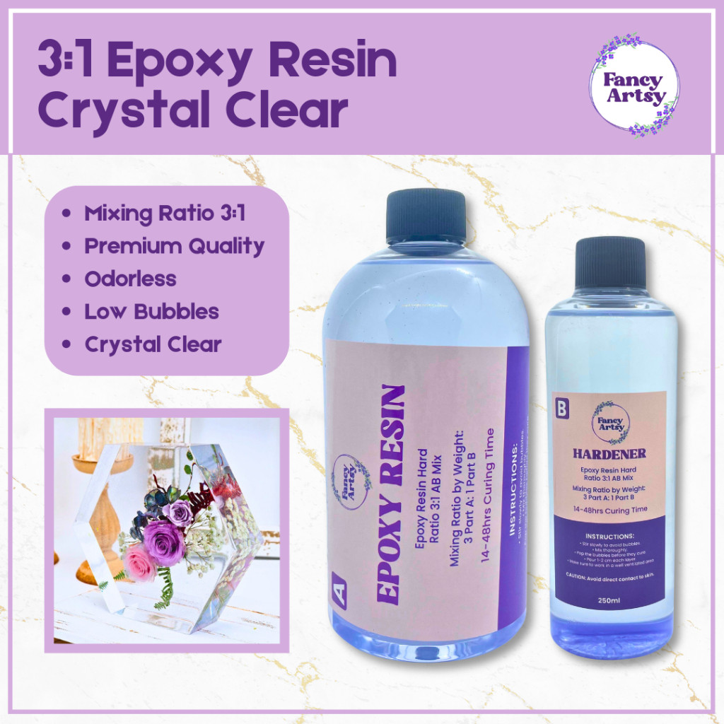 3:1 Ratio Crystal Clear Epoxy Resin Set - Pour Cast with Included ...