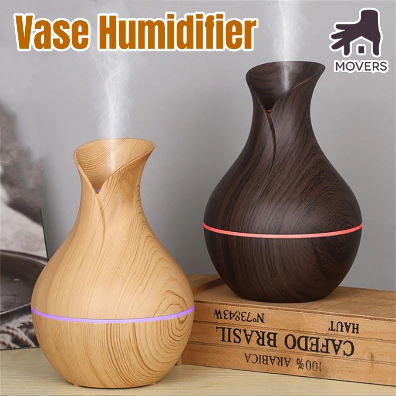 Wood Grain Vase Humidifier Indoor Office Night Light Ultrasonic ...