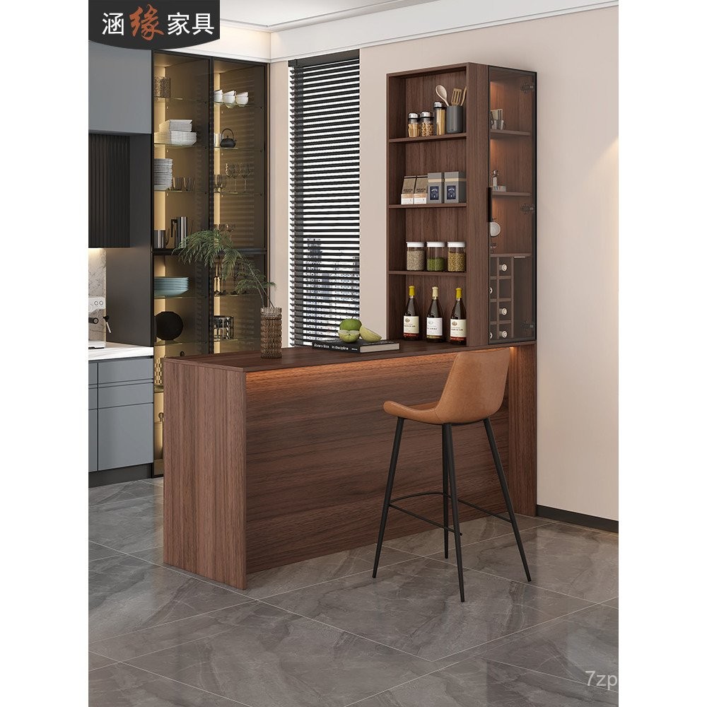 Modern Minimalist Double-Sided Bar Table with Integrated Wine Cabinet ...