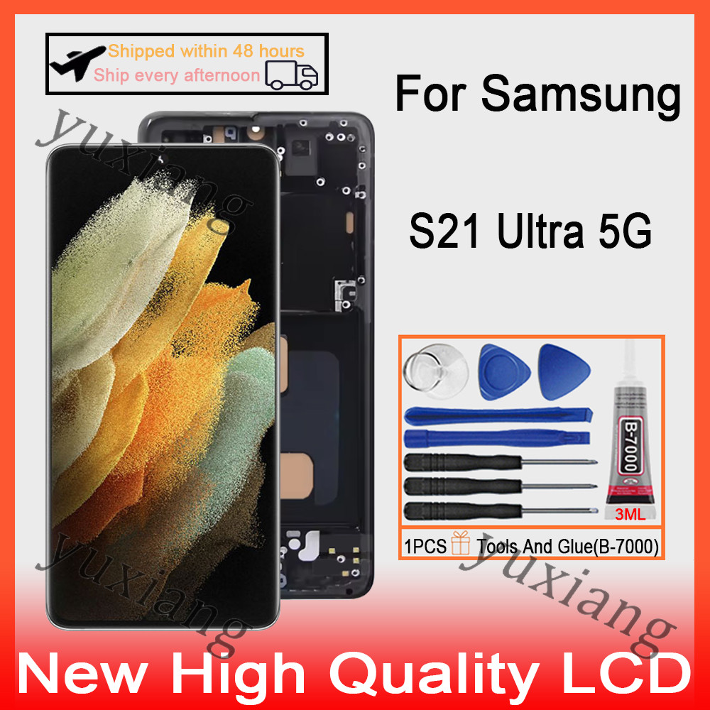 Ori AMOLED OLED TFT For Samsung Galaxy S21 Ultra 5G LCD Display Touch Screen With Frame ...