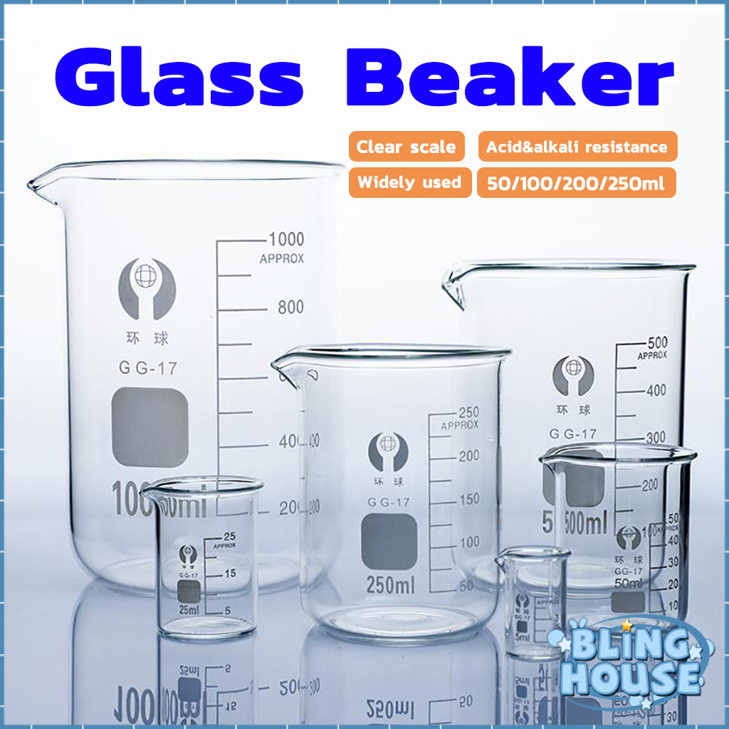 Bling Glass Beaker 50/100/250/200ml Laboratory Measuring Cup Glassware ...