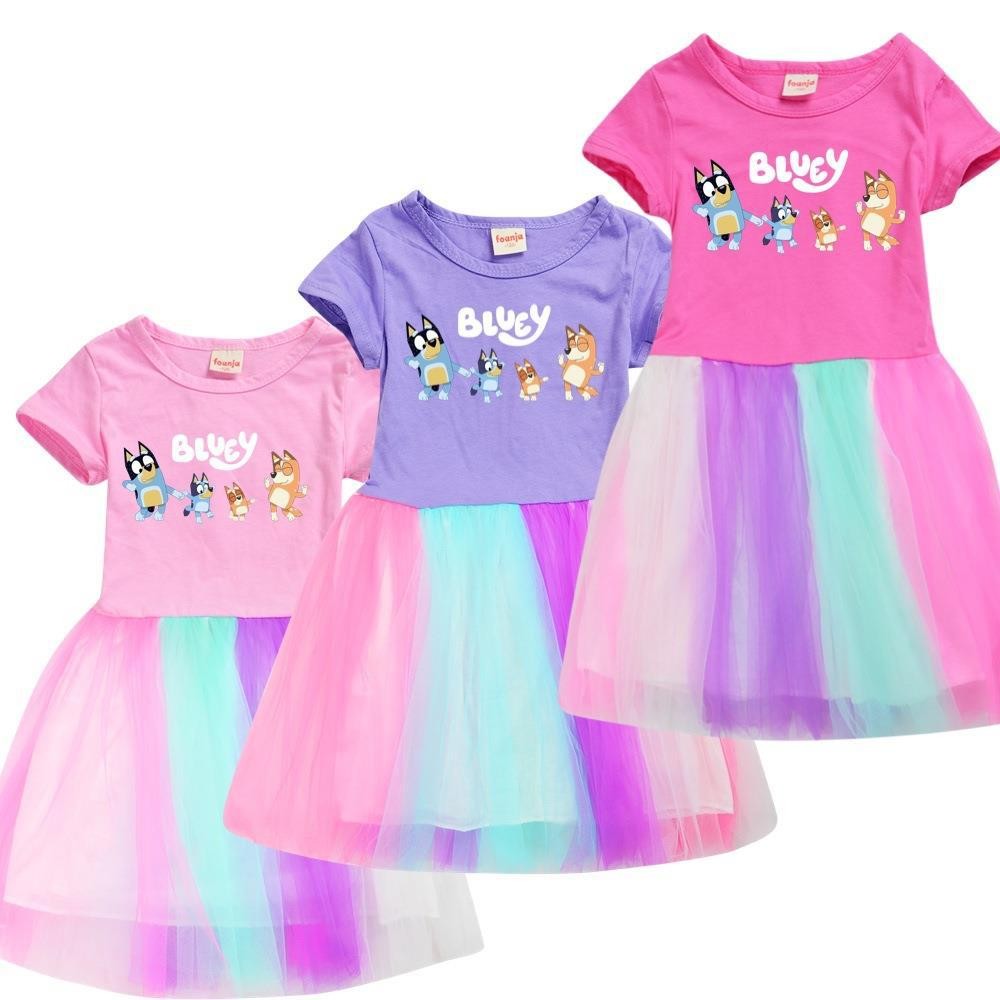 2025 New Bluey Girl Cartoon Print Star Rainbow Lace Skirt Skirt Girl ...