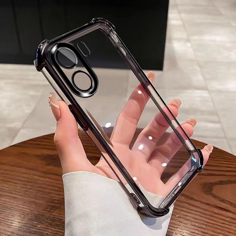 Case Poco C65 Air cushion anti-fall Morandi color transparent mobile ...