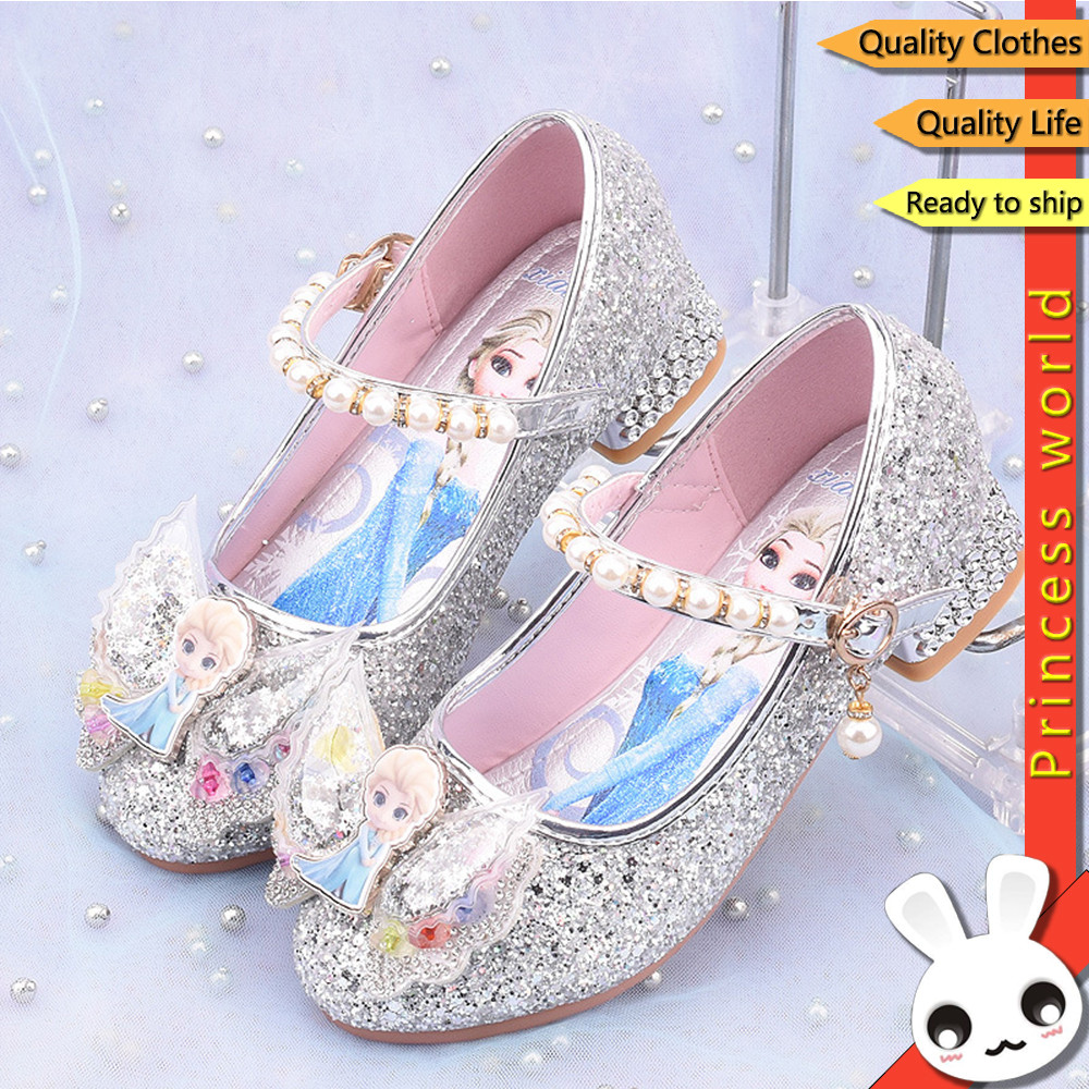 Shoes for Children New Crystal Leather Frozen Elsa Princess Shoes Girls ...
