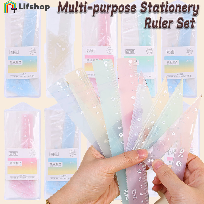 Plastic Straight Ruler, Triangle, Protractor - Student Stationery ...