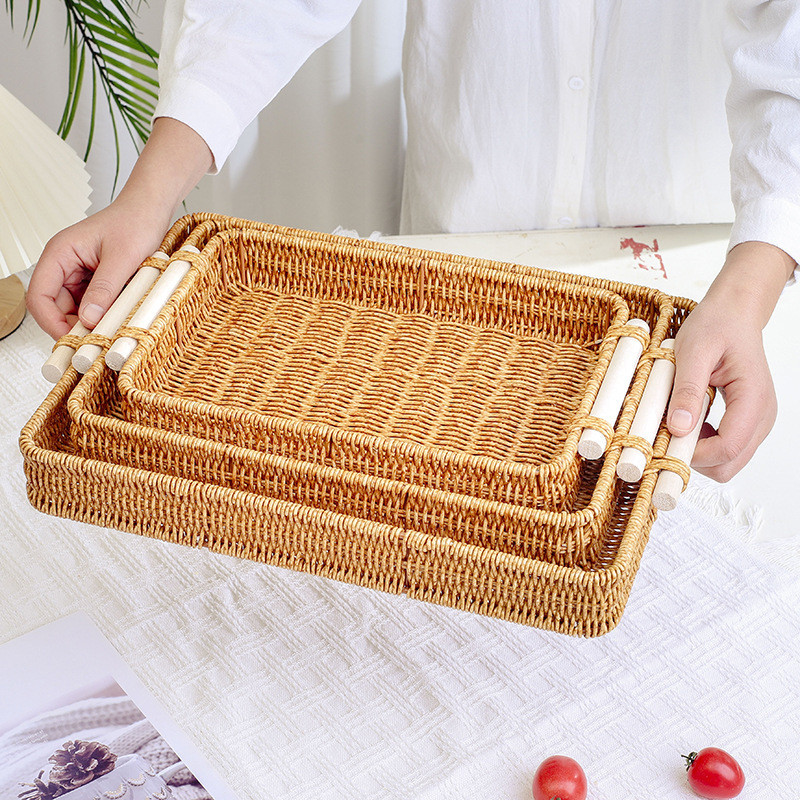 Japanese Style Rattan-like Tray Living Room Tea Tray Saucer Restaurant ...