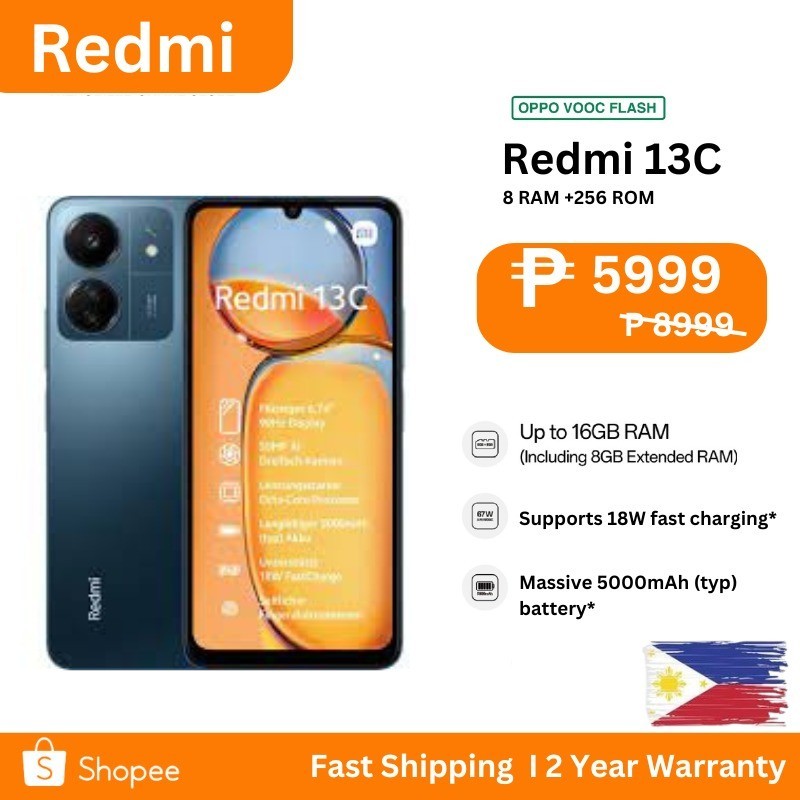 Xiaomi Redmi 13C Smartphone 8GB+256GB MediaTek Helio G85 Global Version ...
