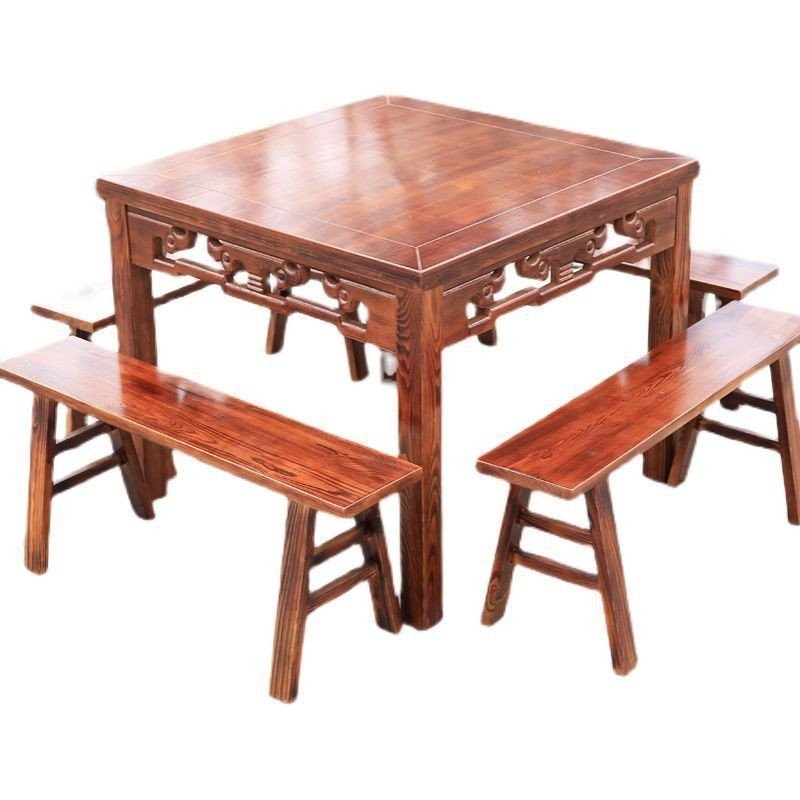Square Table Solid Wood Chinese Restaurant Table and Chair Combination ...