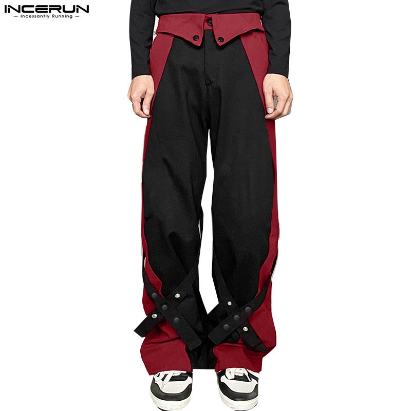 INCERUN men's patchwork cross design with contrasting color casual ...