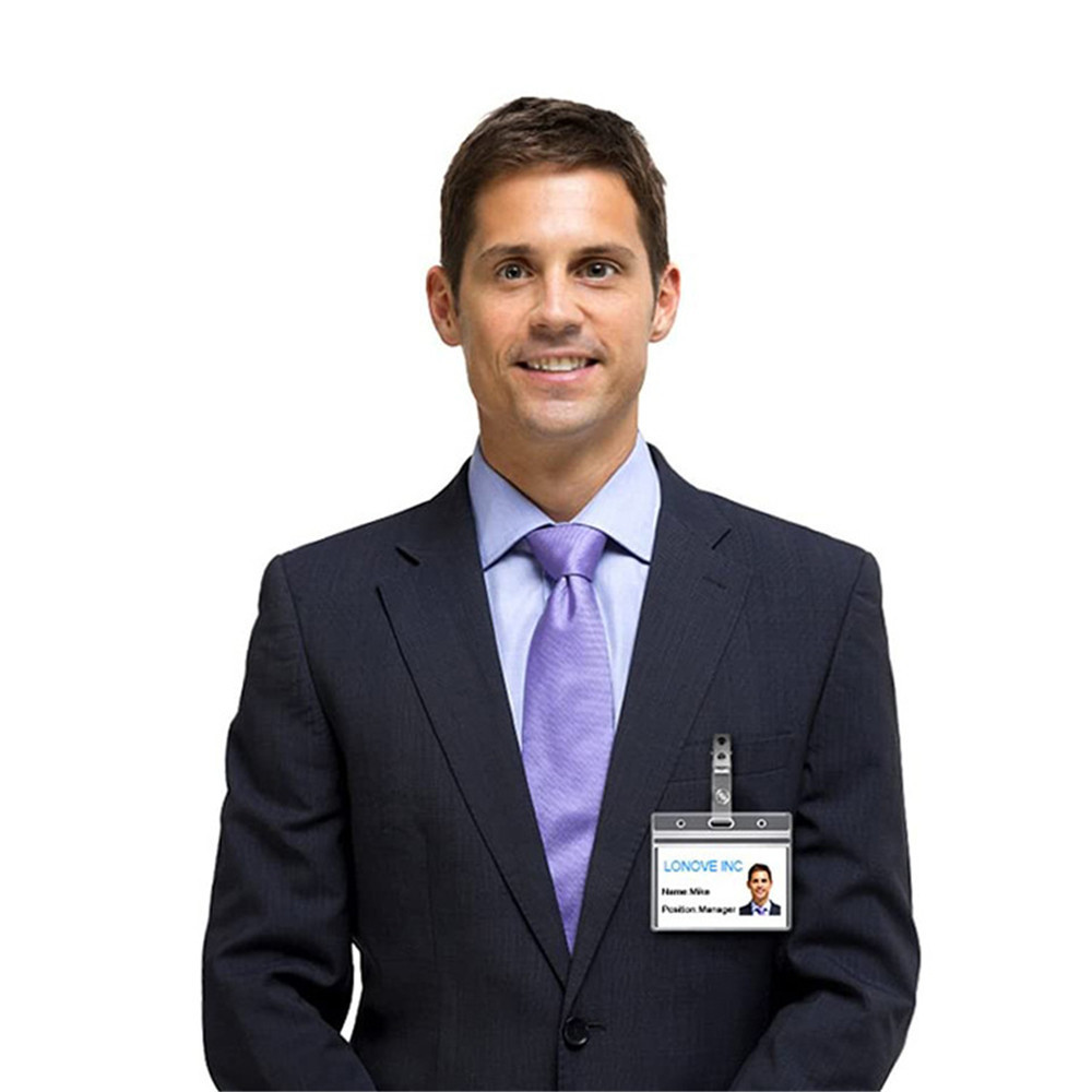 Waterproof Horizontal ID Badge Holder Horizontal Clear PVC Name Holder ...