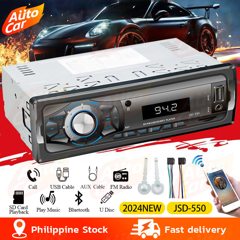 【2024New】JSD-550 12V Car Stereo In-dash Radio Bluetooth FM MP3 Aux With USB SD MMC WMA 1 Din ...