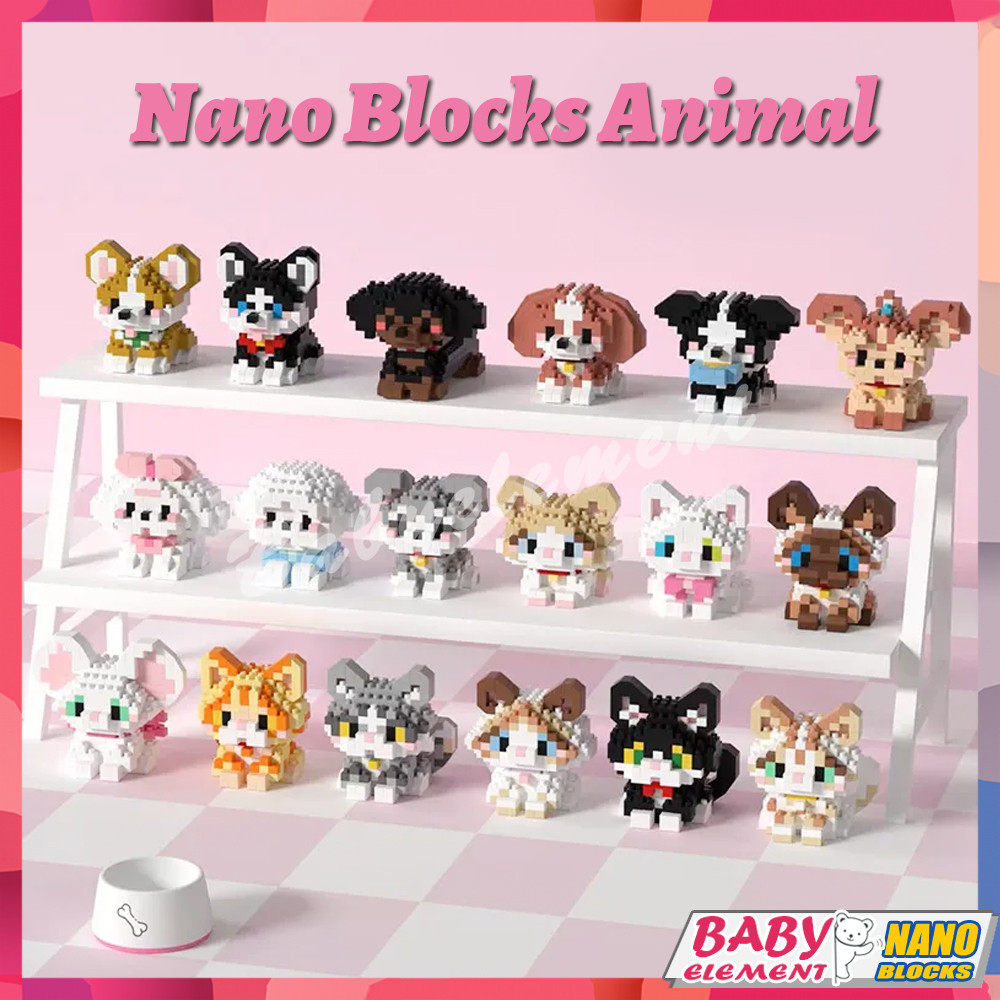 ⭐24h delivery⭐Nano Blocks pet Series Corgi Husky Yorkshire Animal ...