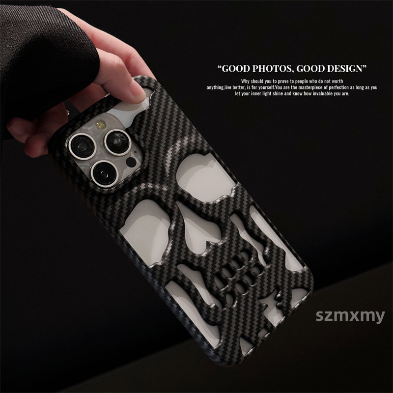 New Frosted Carbon Fiber Textured Three-dimensional Skull Head Phone ...