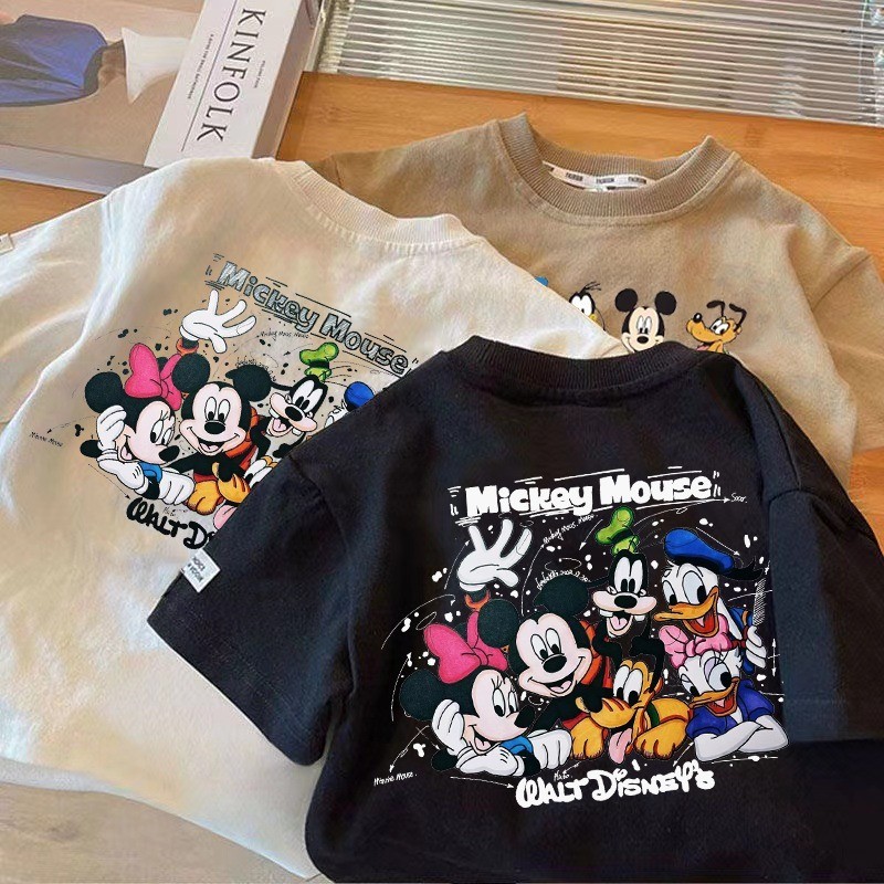 [Kid Top] (16-37kg) Boy And Girl Cotton T Shirt Short Sleeves Tshirt Korean Style Printed Kid ...