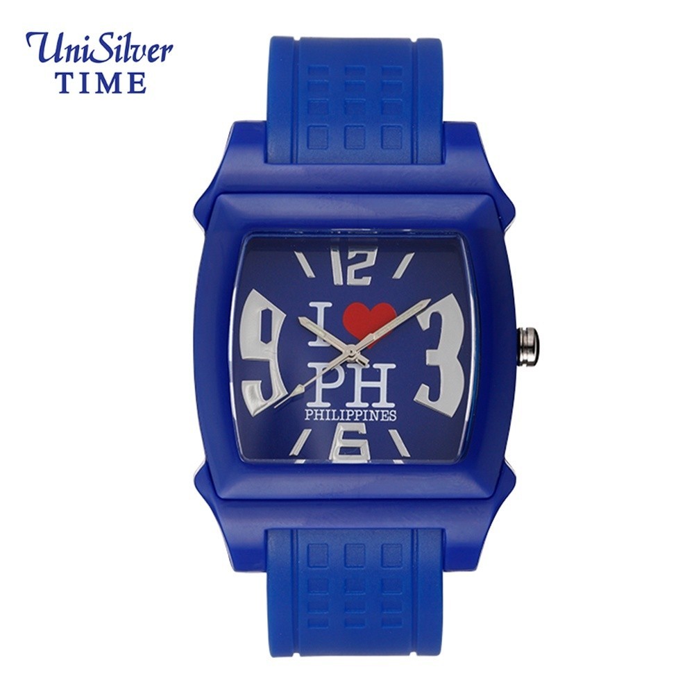 UniSilver TIME I LOVE PH Women's Analog Silver/Blue Rubber KW1088-6003 ...