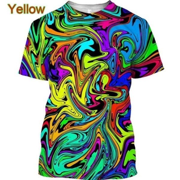 Leisure short sleeved personalized top summer colorful men's T-shirt 3D ...