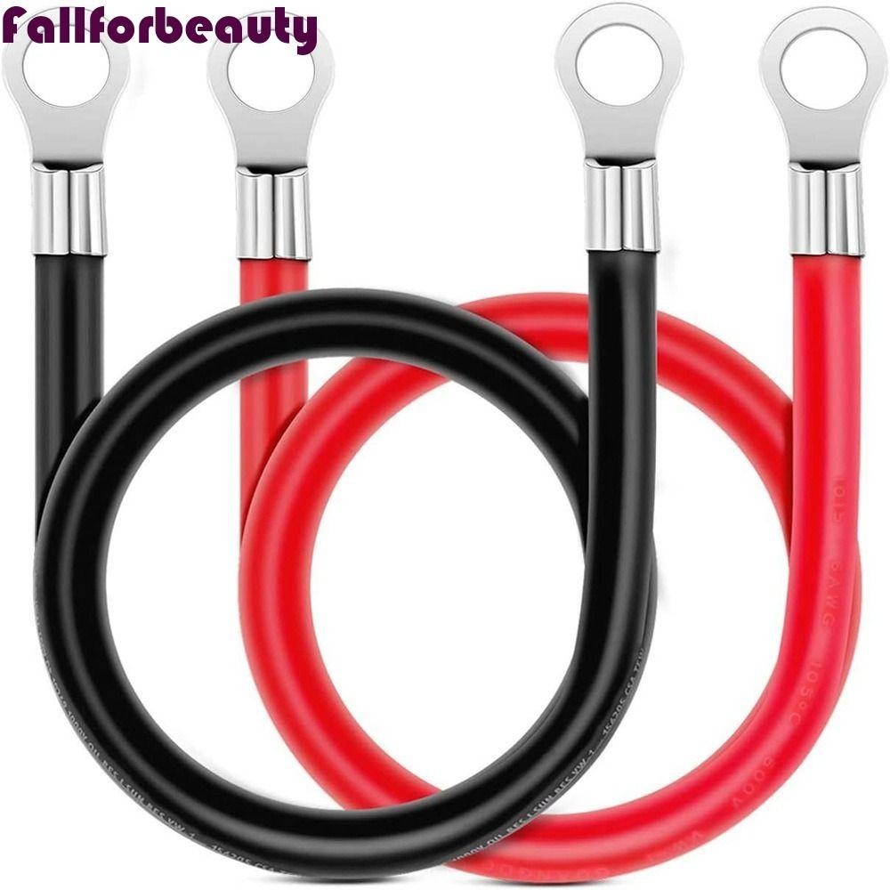 FALLFORBEAUTY Inverter Cables, 30cm 12V 2AWG Car Battery Connection ...