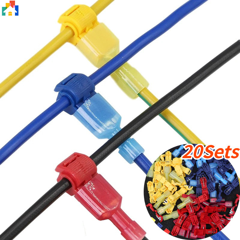 20Sets Tin Plated T-shaped Crimp Terminal Blocks Corrosion Resistance ...