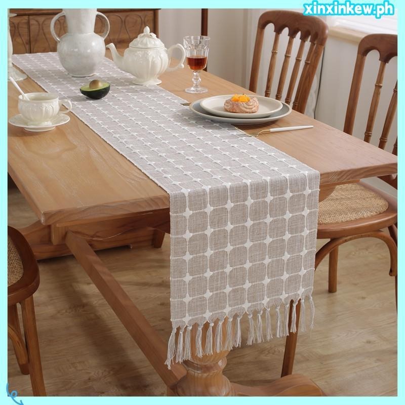 Cotton and Linen Modern Table Runner Cloth 4 seater 6 seater 8 seater ...