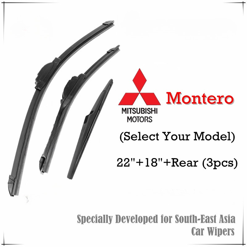 (Front+Rear 3pcs) Mitsubishi Montero Wiper Blade Set for (Select Your ...