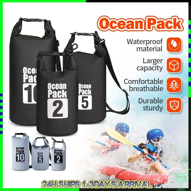 2/5/10L Outdoor Waterproof Bag Dry Bag Ocean Pack Travel Sport Bucket Bag Swimming Storage Bag ...