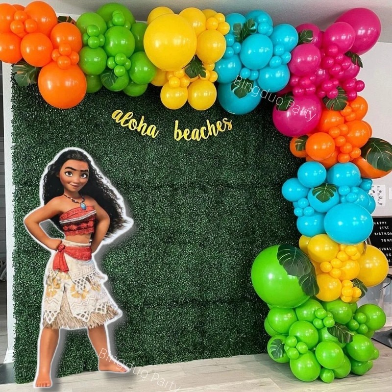Moana Theme Balloon Garland Arch Kit Hot Pink Orange Balloons Tropical ...