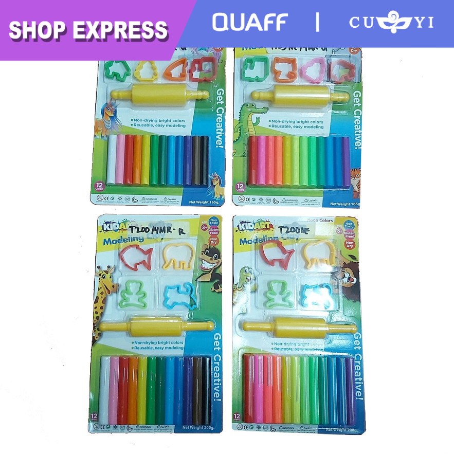 Kid Art Modeling Clay 12 Colors + 4 Molds + 1 Roller Education Toys ...