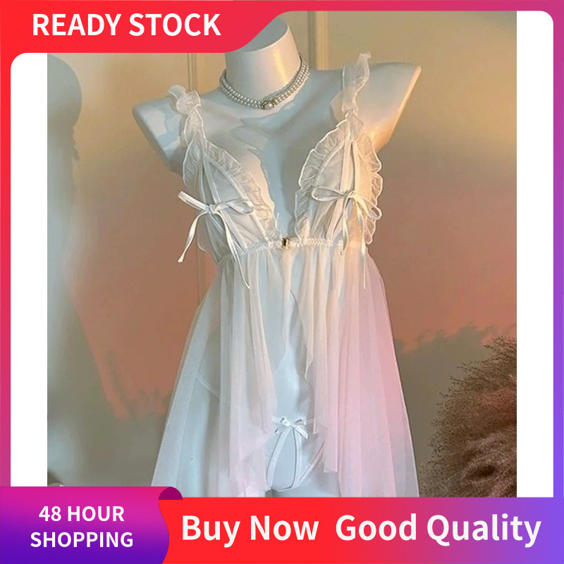 Front Buttons Sexy Lingerie Set Lace Dress Sex Nightdress Nightwear ...