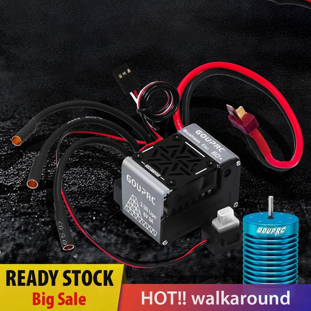 4370KV RC Brushless Motor with 60A Brushless ESC Combo Set for 1/10 RC ...