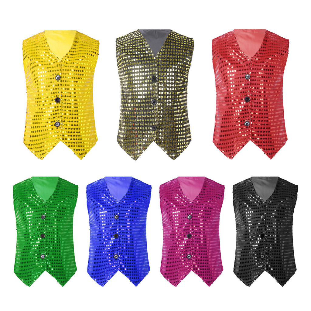 Children Adult Hip Hop Jazz Street Dance School Choir Vest Shiny ...