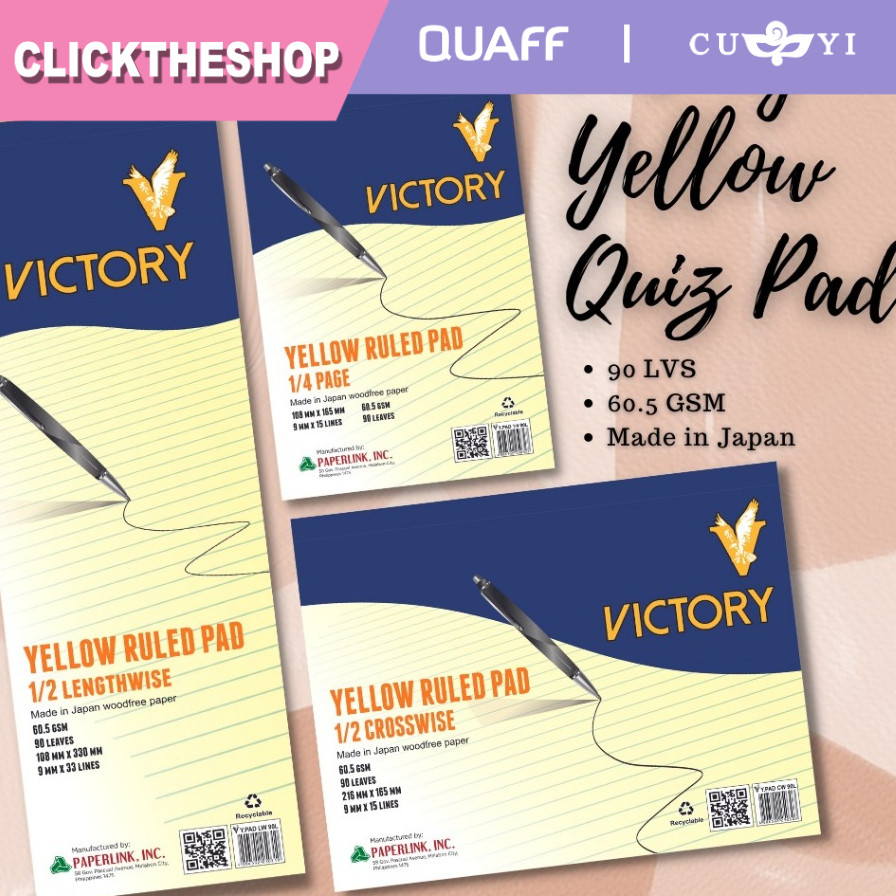 Victory Yellow Pad 1/4 | 1/2 Lengthwise | Whole Pad 90 Leaves ...