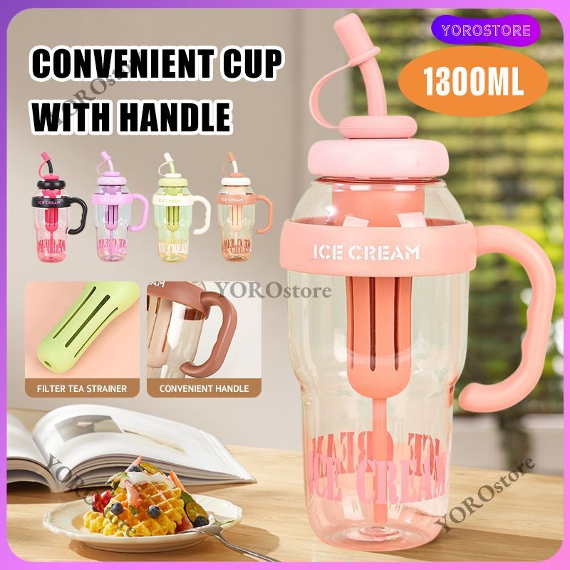 【HOT!!!】1300ML Tumbler With Straw Large Capacity Water Bottle Plastic ...