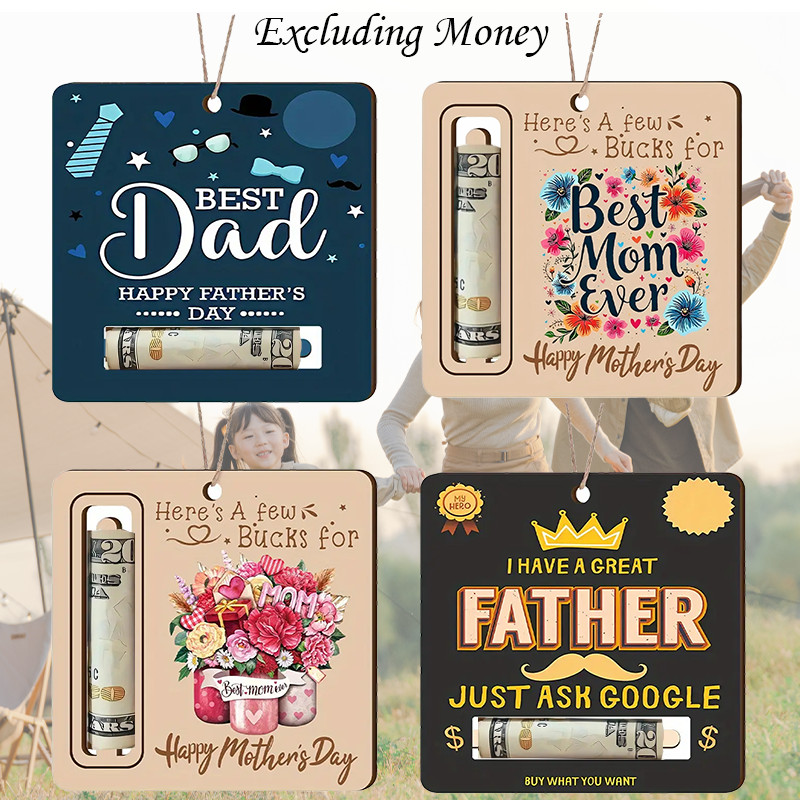 Mother's Day Wooden Wallet Mother's Day Father's Day Gift Money Holder ...