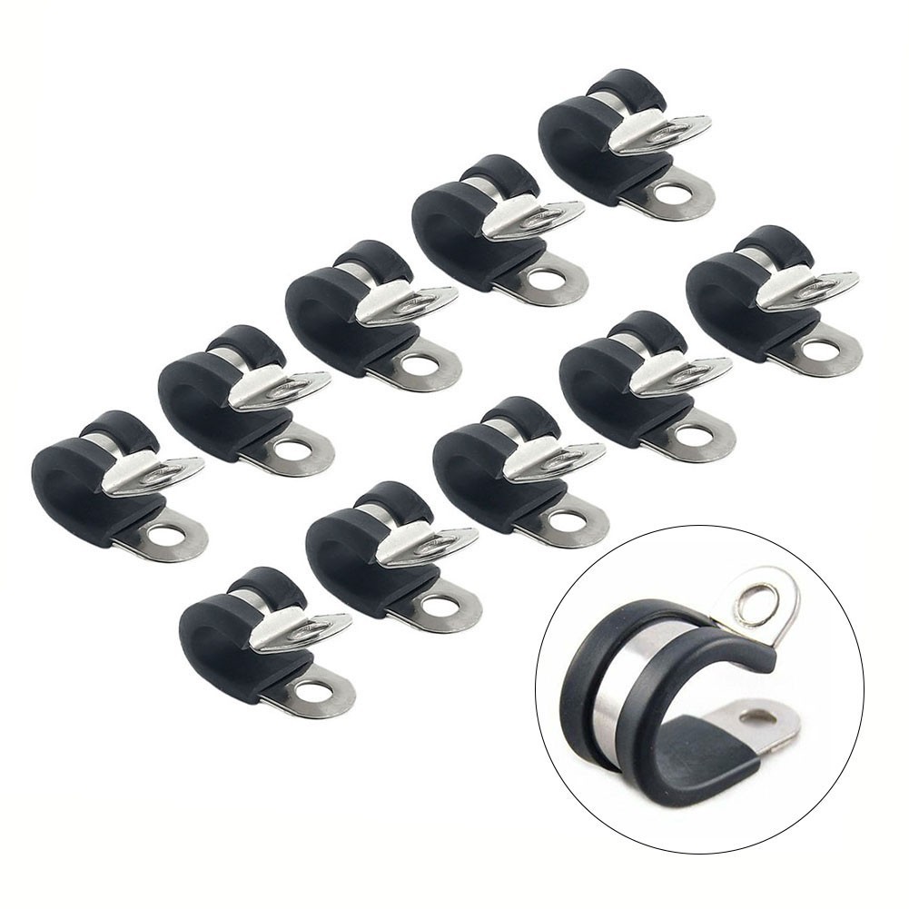 Stainless Steel Rubber Lined P Clips Hose Pipe Clamp Cable Mounting ...