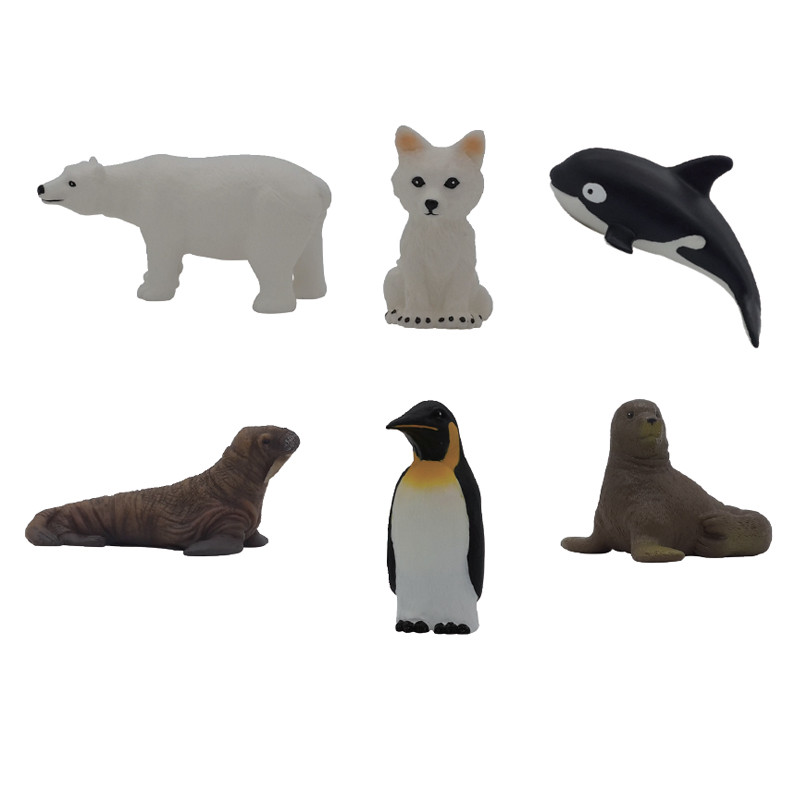 Polar Animal Plush Set Orca Polar Bear Seal Penguin Fox Plastic Model ...
