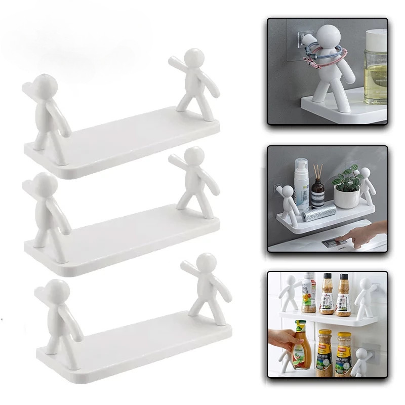 24H Wall Hanging Bathroom Human Hook Rack Floating Rack Wall Mounted ...