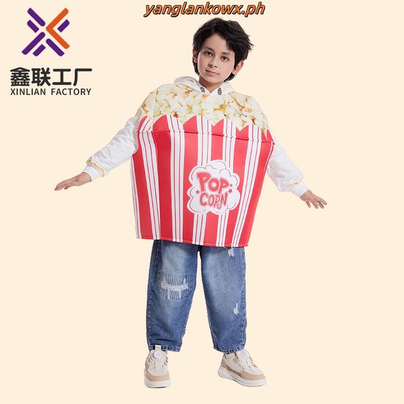 Kids Popcorn Costume Funny Food Cosplay Suit for Girls Boys Party Stage ...