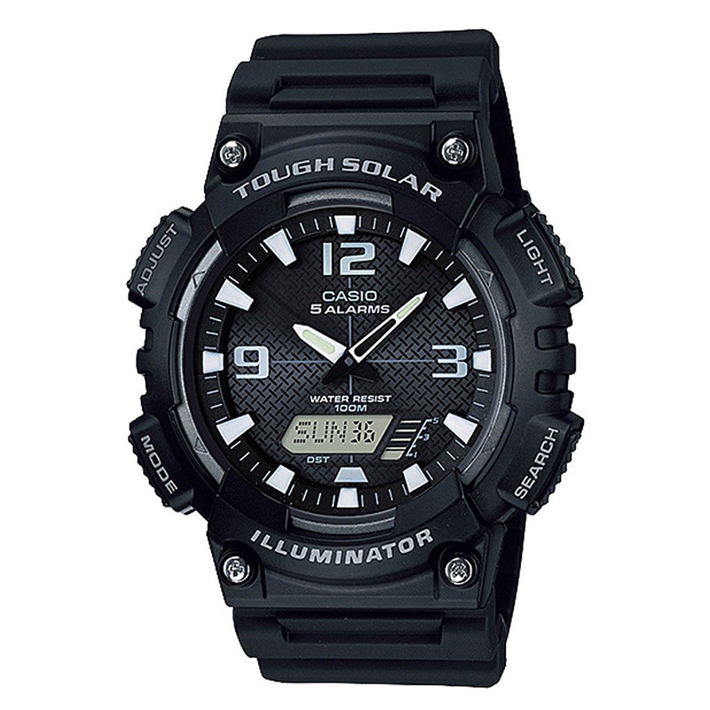 Casio (AQ-S810W-1AVDF) Black Resin Strap 100 Meter Solar World Time ...