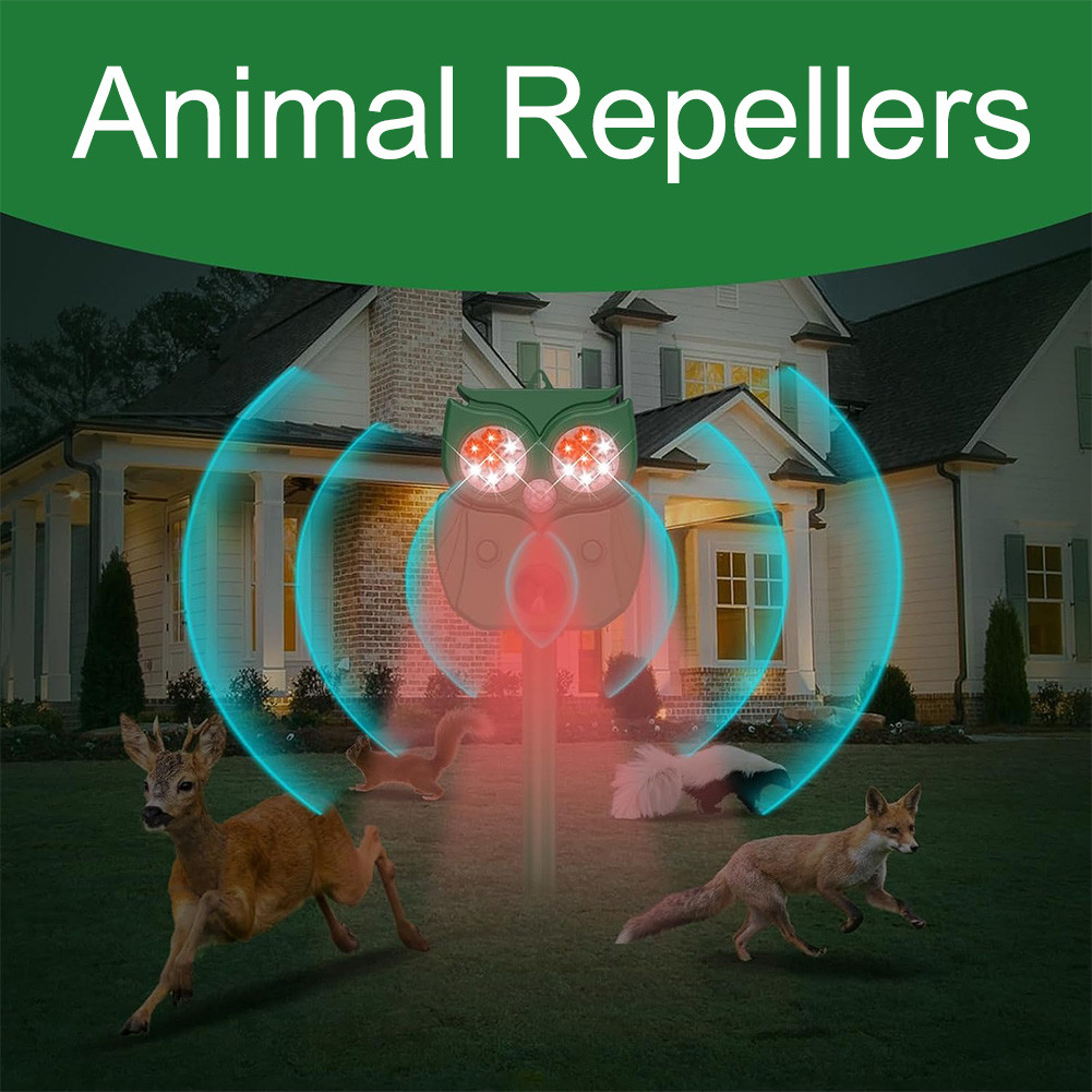 Solar Powered Ultrasonic Animal Repeller Waterproof Motion Sensor for ...