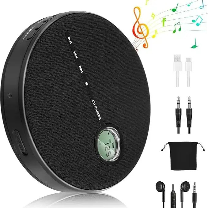 Rechargeable Portable Bluetooth CD Player, Compact Music CD Disc Player ...
