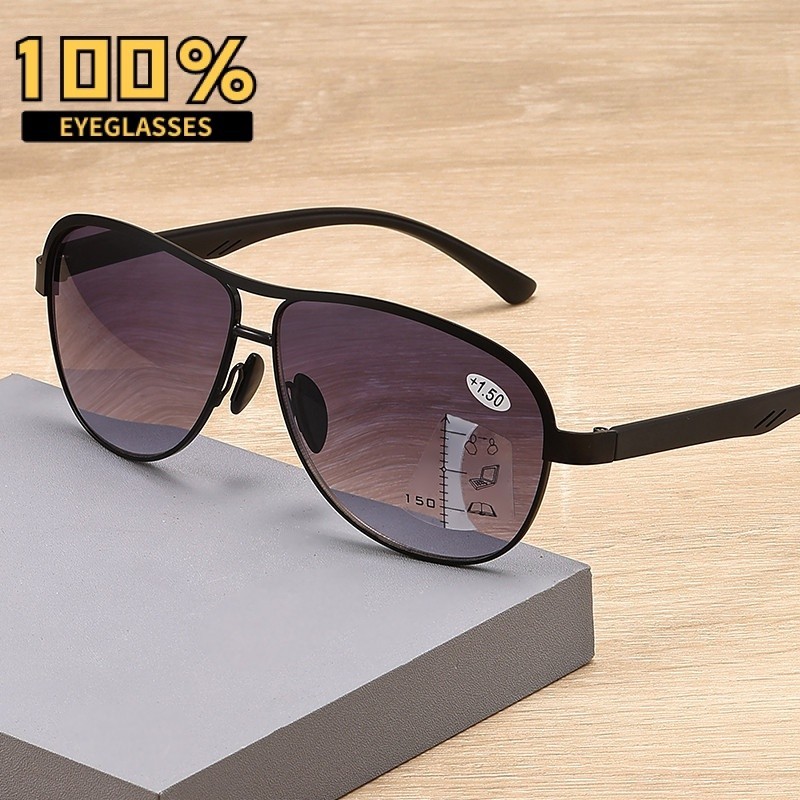 Double Vista Progressive Multifocal Reading Glasses For Men Near And ...