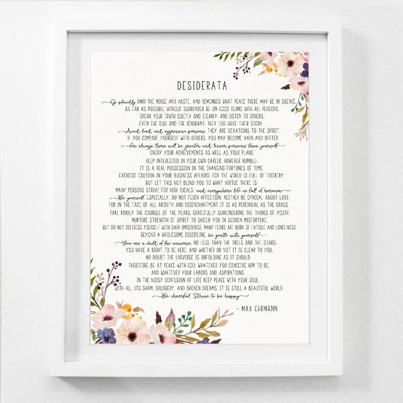 Max Ehrmann Poem Desiderata Art Poster Canvas Painting Prints ...