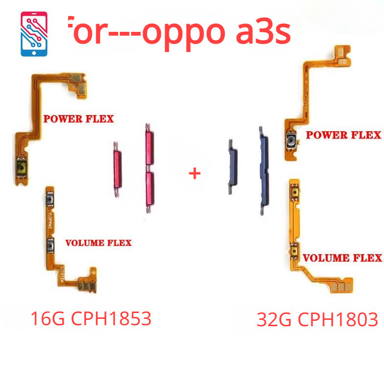 Power volume button flex for oppo A3S ON OFF Volume Side Key Out button flex Cable | Shopee ...