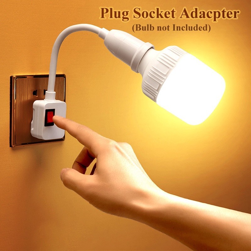 Plug-in Flexible Wall Socket Adaptor E27 Bulb Extension Block Wall ...