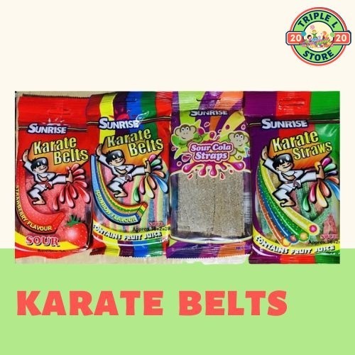 SUNRISE KARATE BELTS 38pcs | RAINBOW STRAWBERRY JUNGLE STRINGS SOUR ...