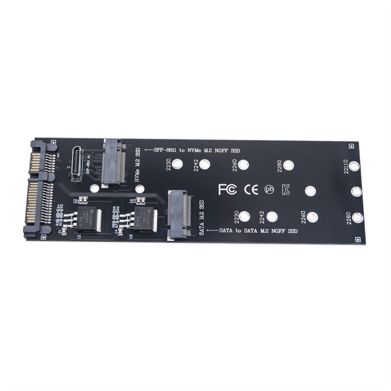 M2 SSD Adapter M.2 SATA B Key to SATA + M.2 NVME M Key to SFF-8611 ...