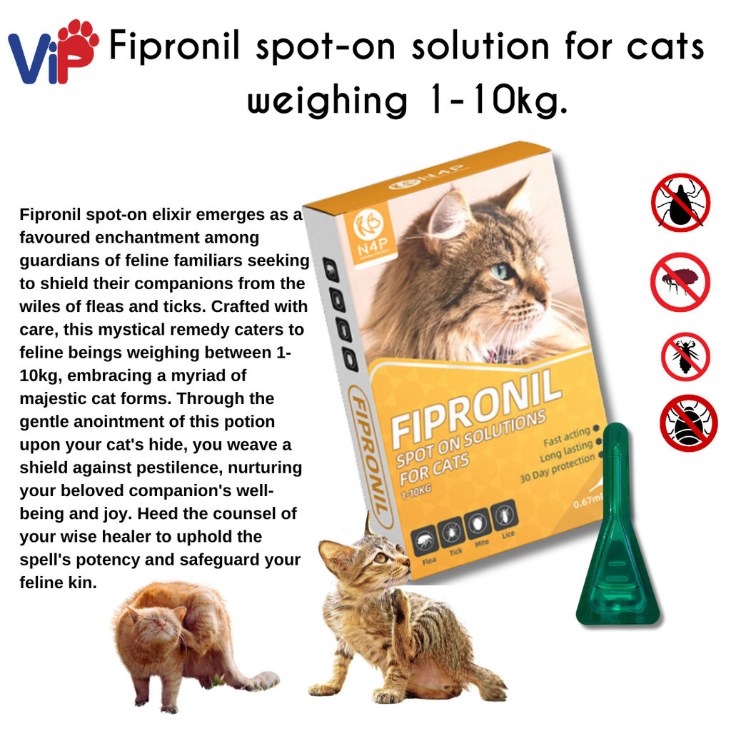 Fipronil spot on solution for cats weight 1kl to 10 kls body weight ...